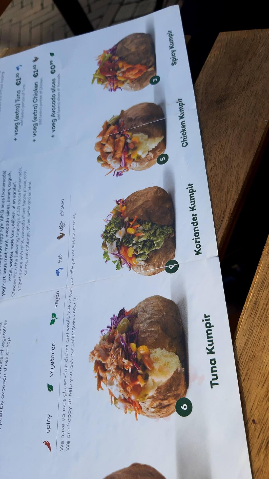 Menu at POTAÉ (King Kumpir), Utrecht