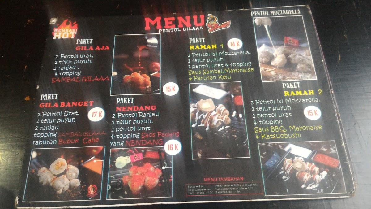 Menu at Pentol Gilaaa restaurant, Bandung