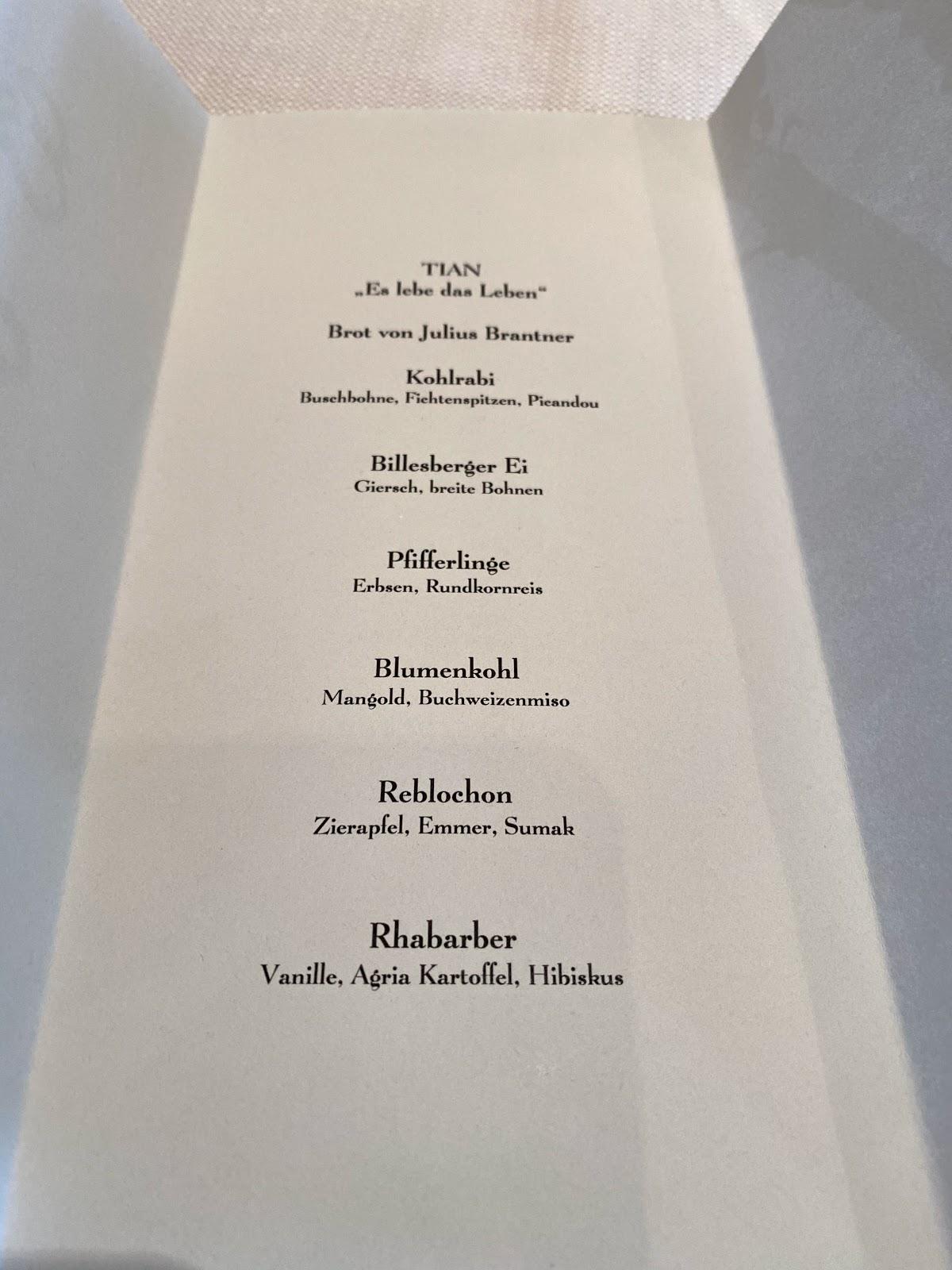 Speisekarte von Tian Restaurant München, München
