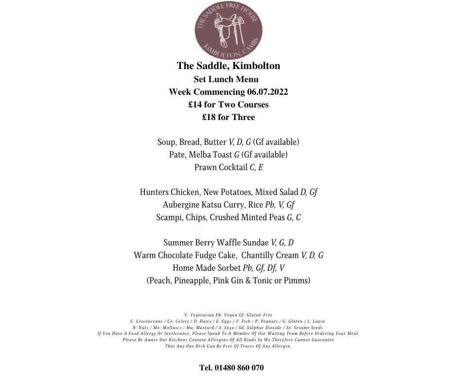 Menu at The Saddle pub & bar, Kimbolton, 26 High St