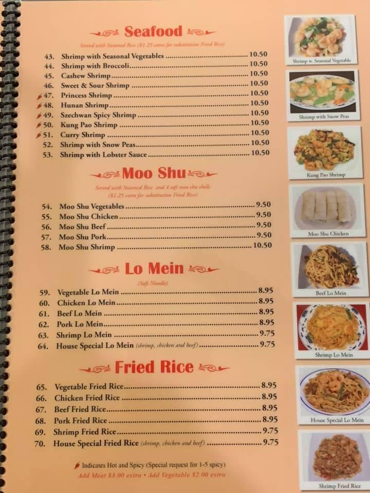 Menu at Chan Garden restaurant, Dyersville