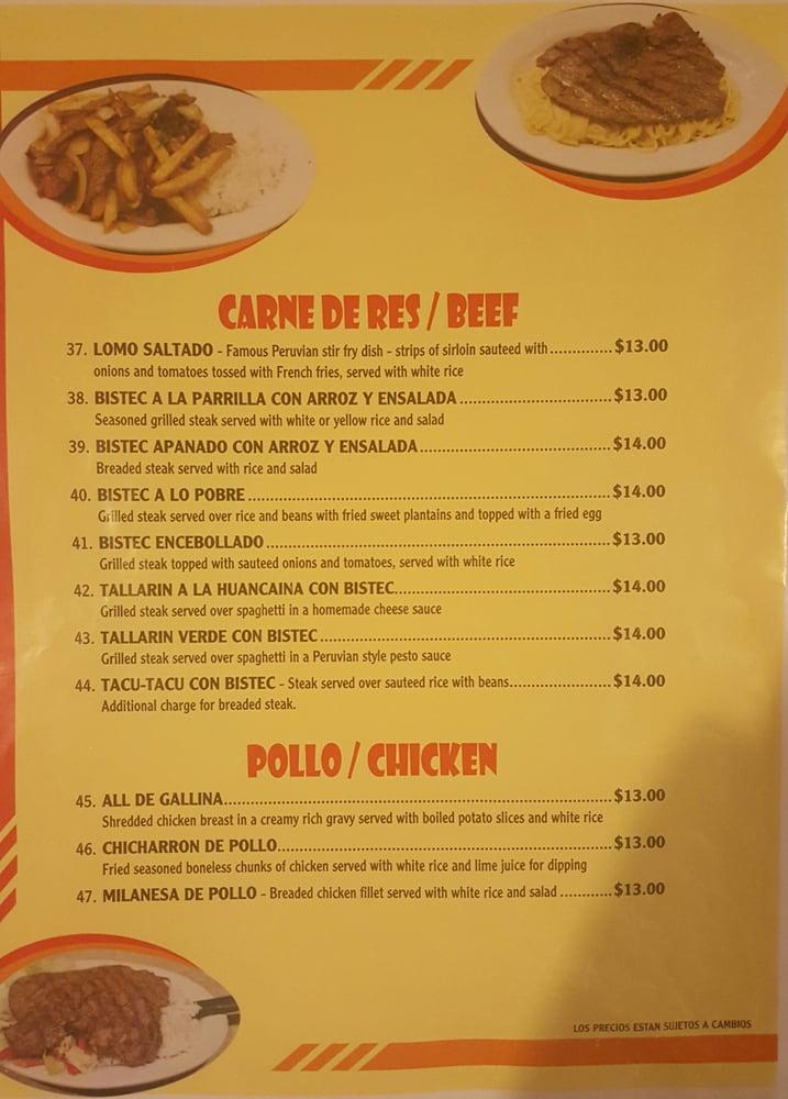 Menu at Super Pollo restaurant, Brick