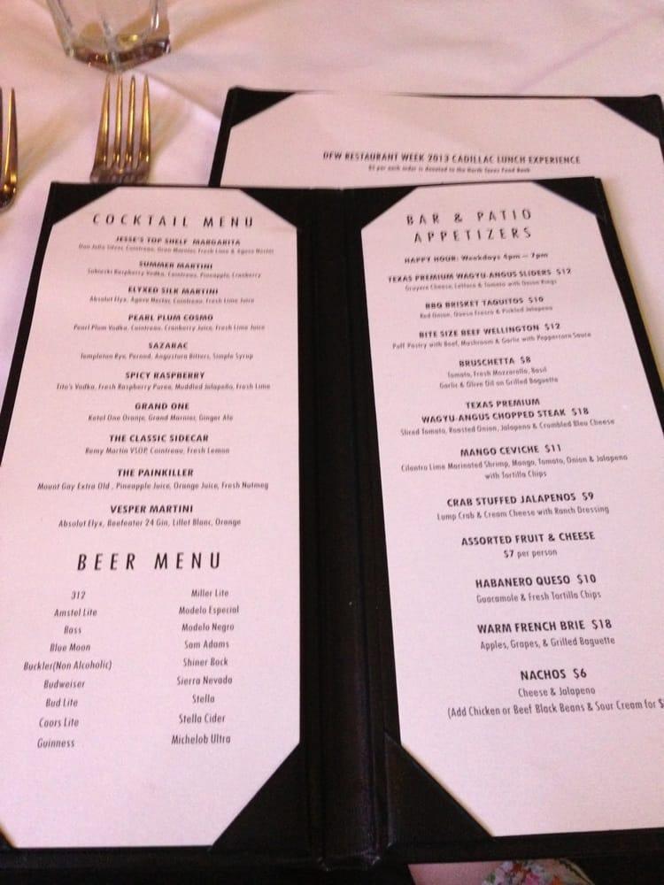 Menu at Al Biernat's steakhouse, Dallas
