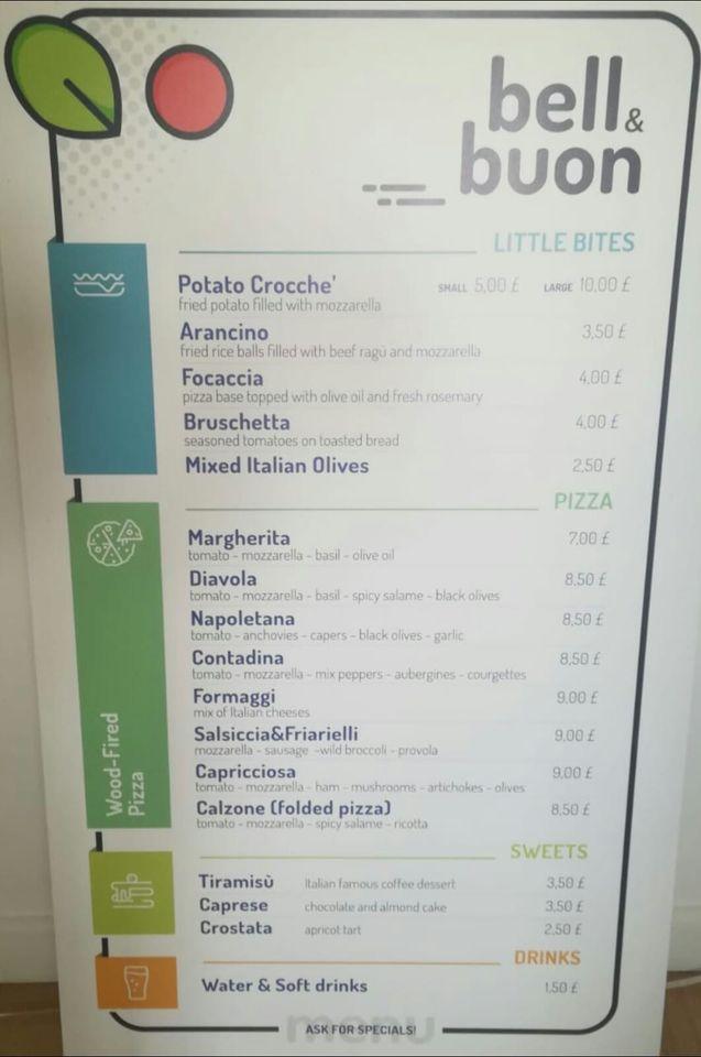 Menu at Bell&Buon restaurant, Richmond