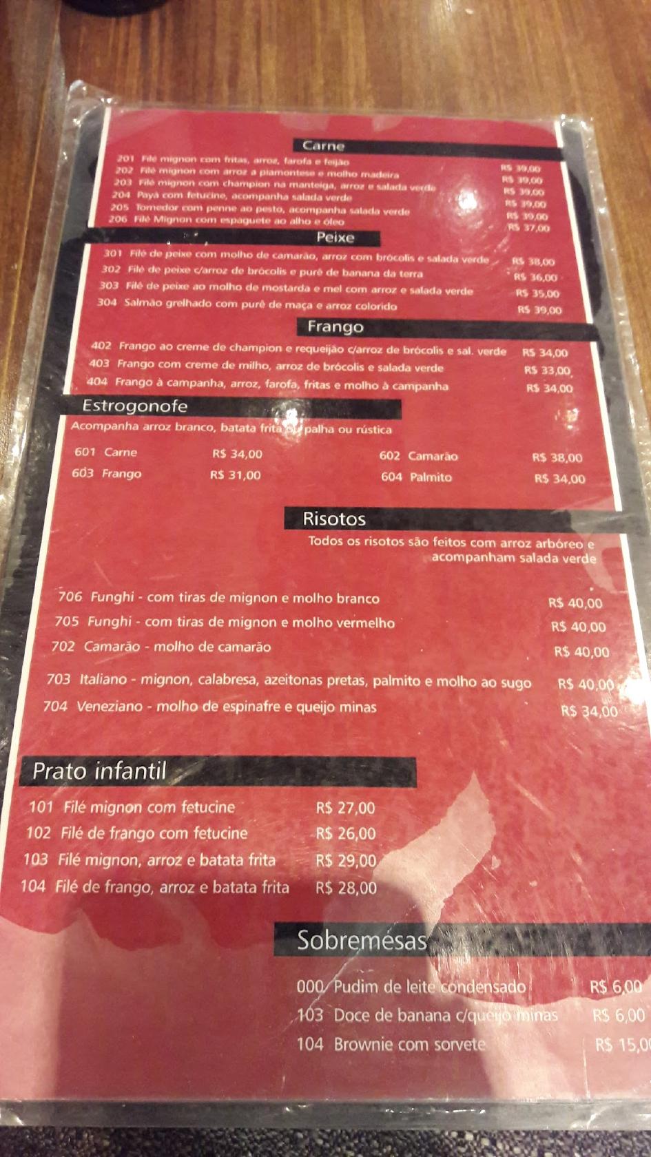 Menu em Dut restaurante, Niterói