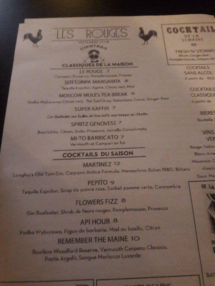 Menu da Les Rouges Cucina & Cocktails ristorante, Genova