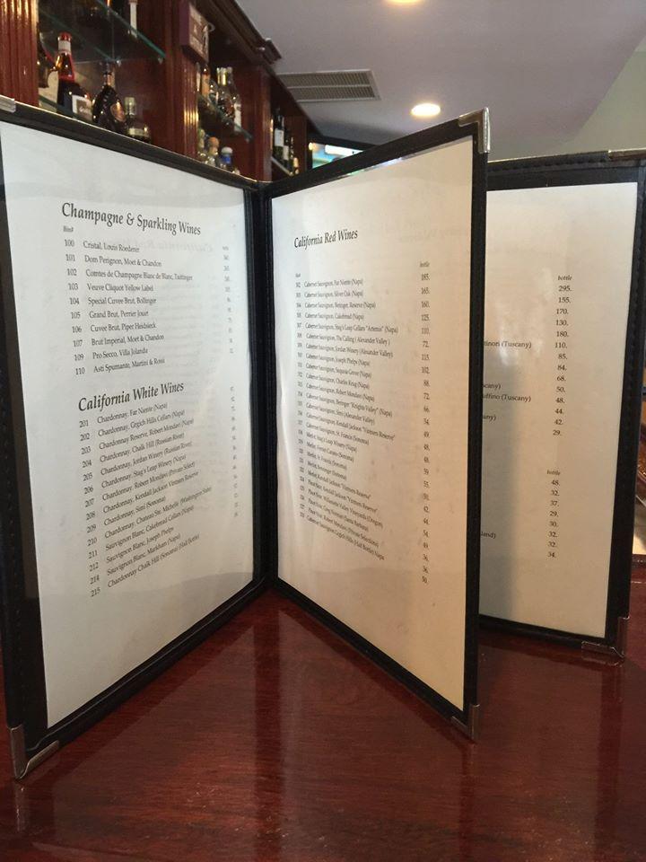 Menu at One Twenty Three restaurant, USA