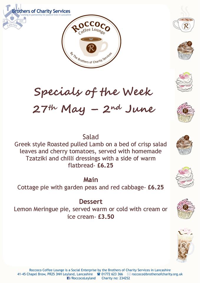 Menu at Roccoco Coffee Lounge cafe, Leyland