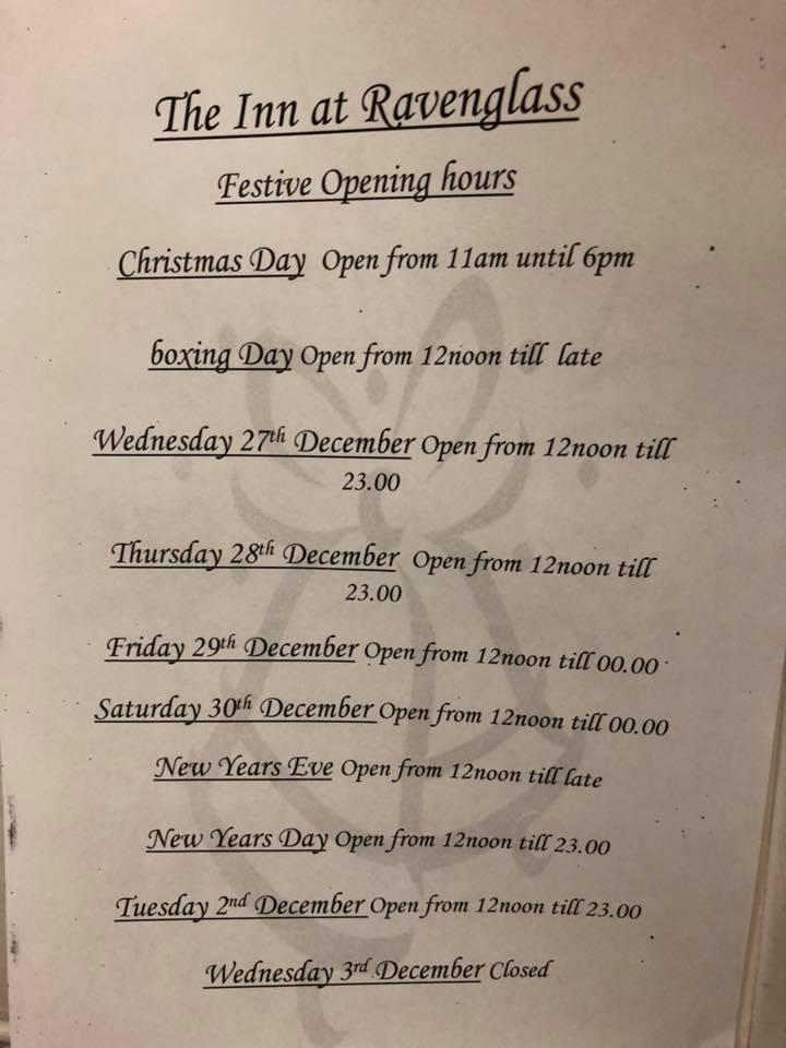 Menu at The Inn At Ravenglass pub & bar, Muncaster