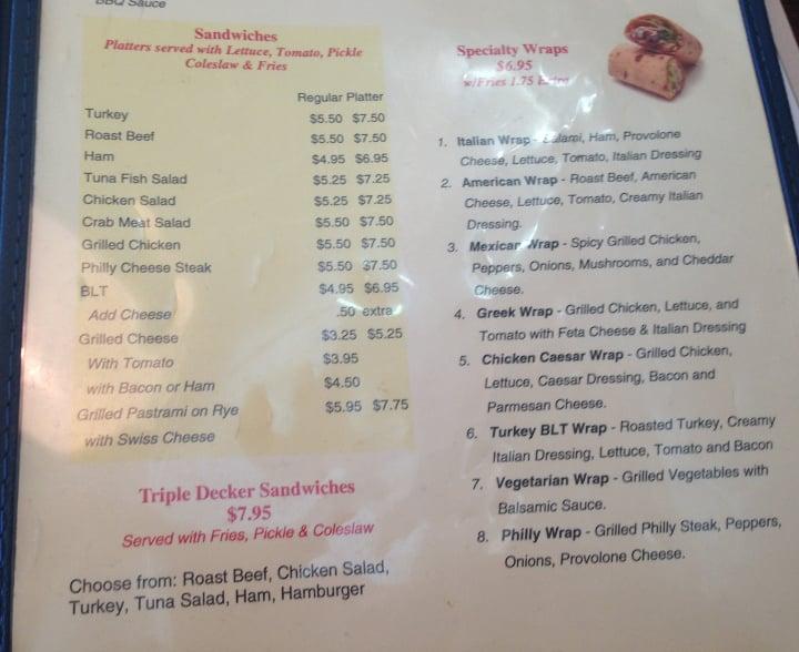 Menu at Uncle D's Diner restaurant, Berlin