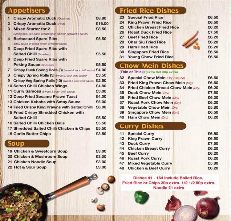Menu at Golden Bamboo fast food, Richhill