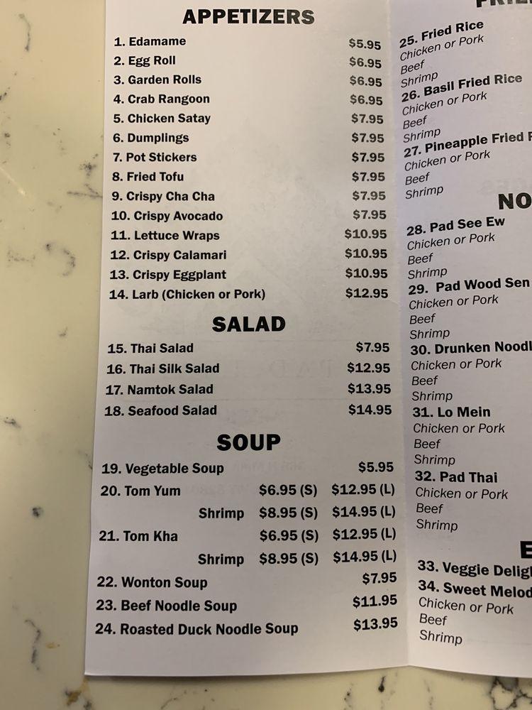 Menu at Pad Thai Restaurant, Sheridan