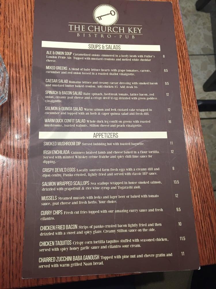 Menu at The Church Key Bistro-Pub, London