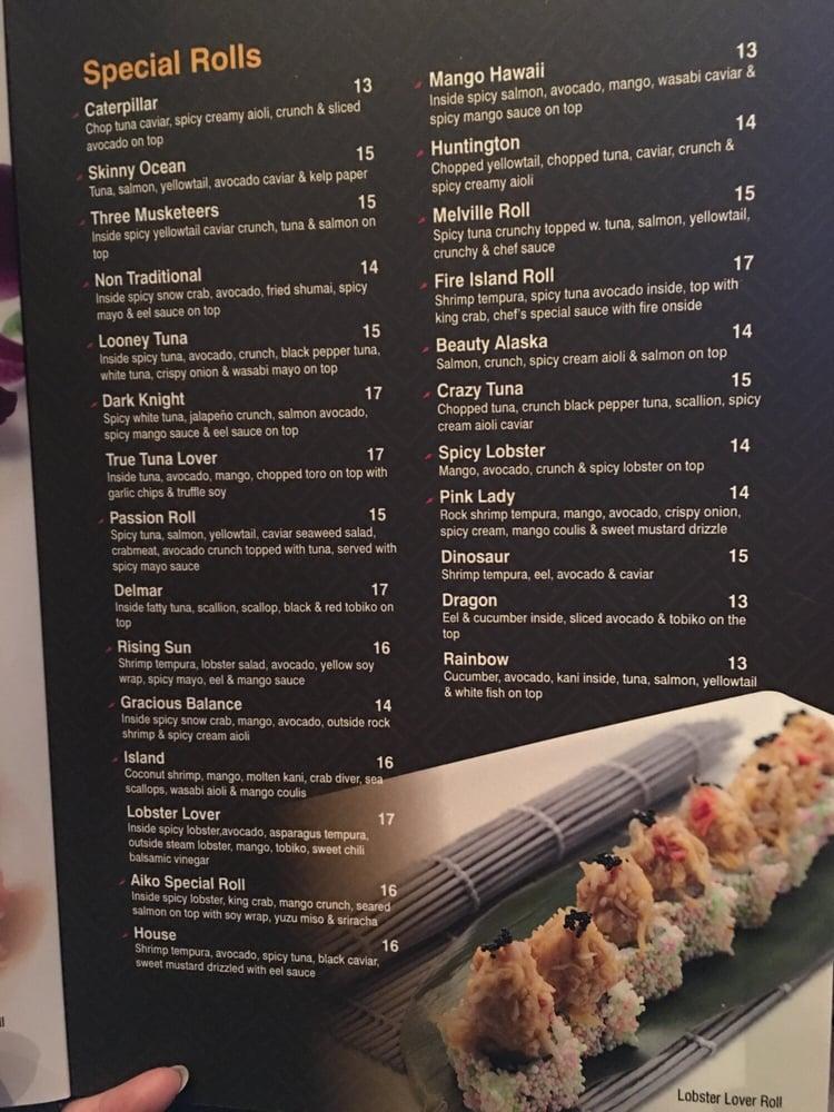 Menu at Aiko Asian Bistro restaurant, Melville