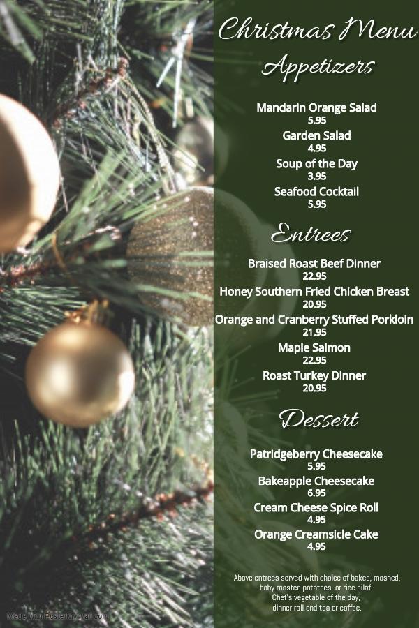 Menu at Albatross Hotel restaurant, Gander
