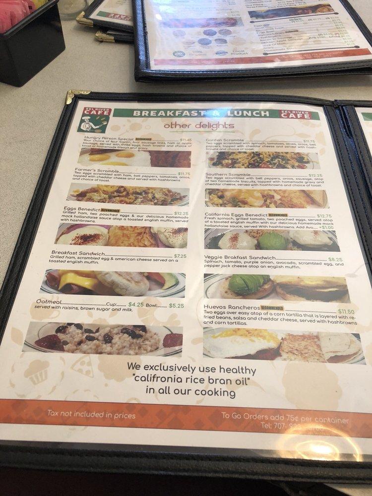 Menu at Eel River Cafe, Garberville