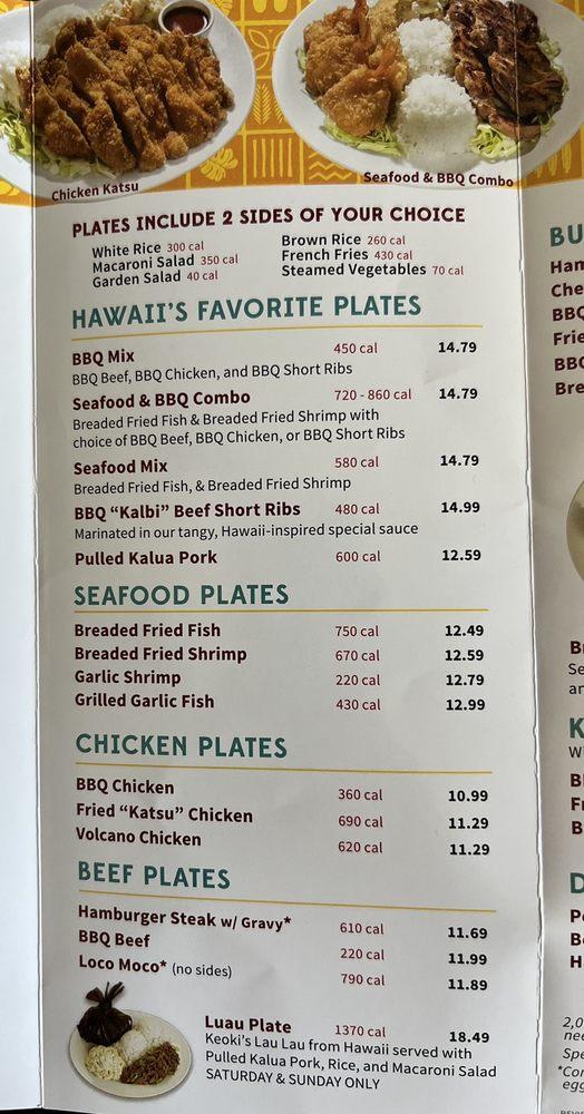 Menu at L&L Hawaiian Barbecue, New Braunfels