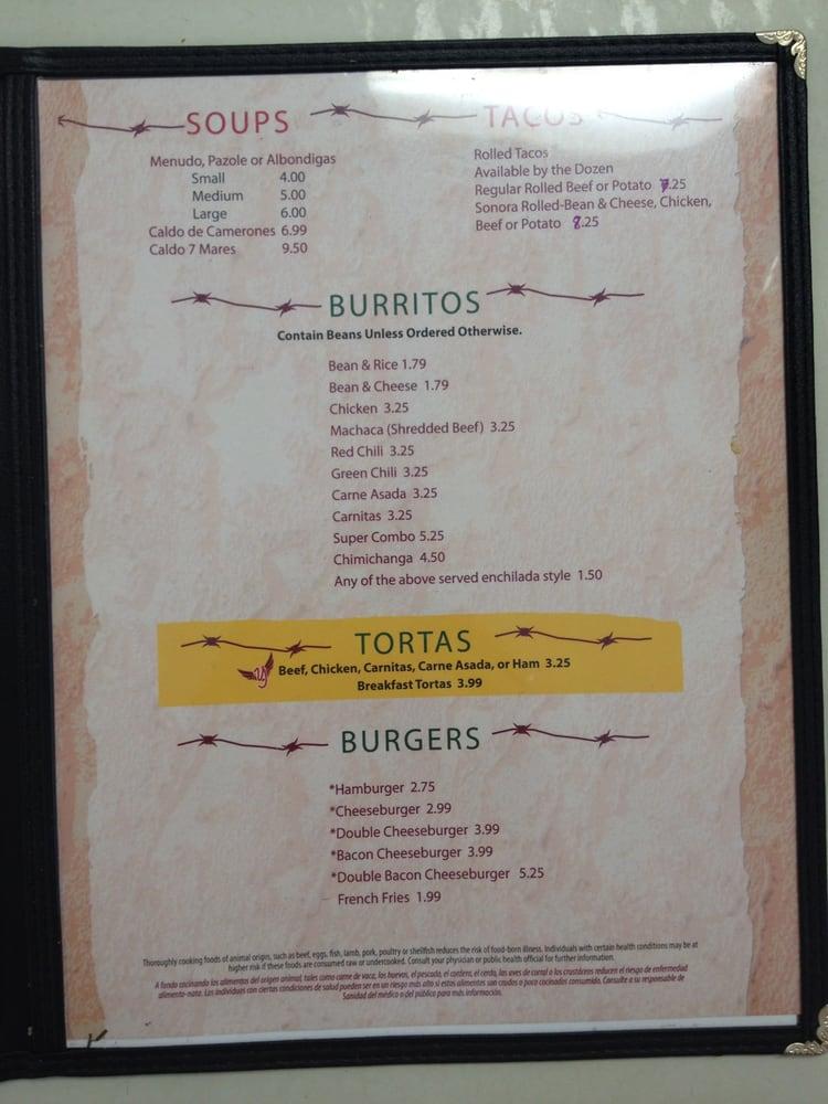 Menu at La Casa Deli restaurant, Yuma, 349 W 32nd St