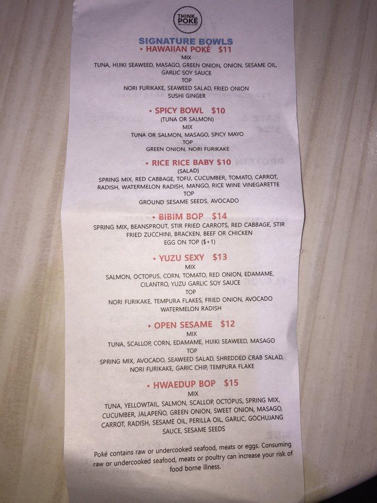 Carta del postres Think Poké, Fort Walton Beach