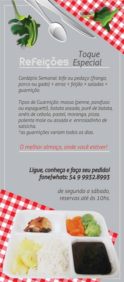 Menu em Toque Especial Refeições restaurante, Bento Gonçalves, Rua Amazonas