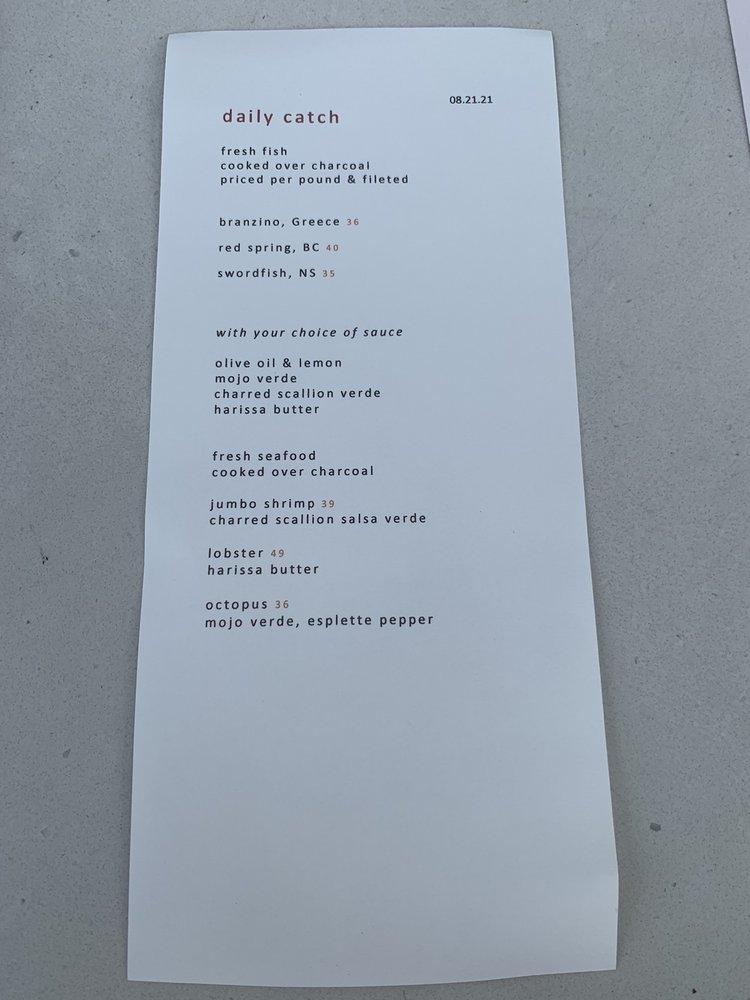 Menu at Toronto Beach Club, Toronto
