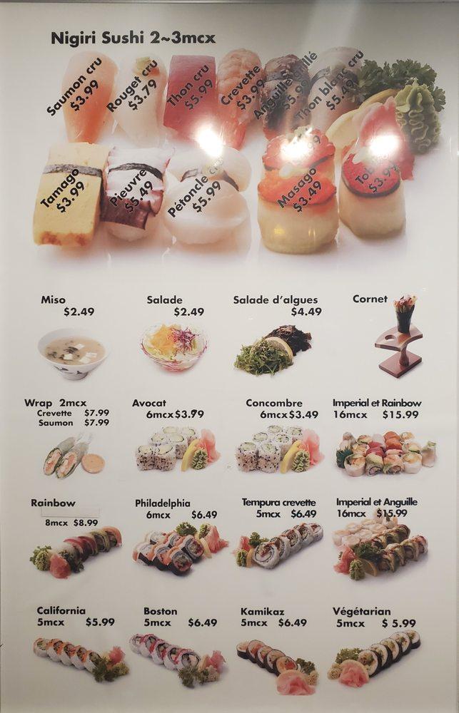 Menu at Sushiyo restaurant, Montréal
