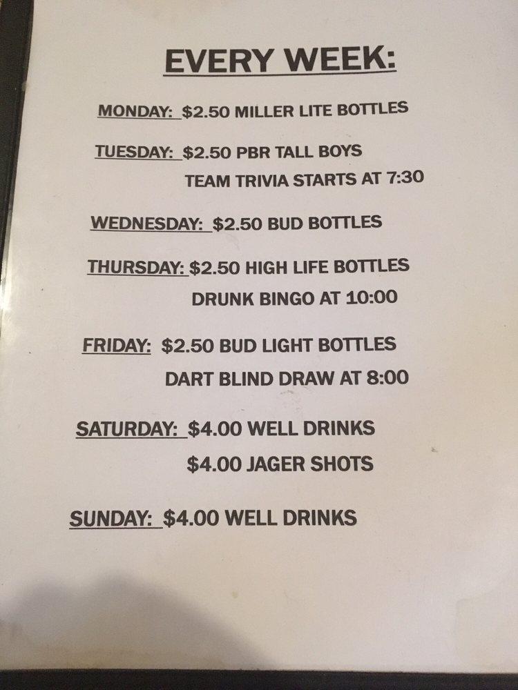 Menu at Trackside Tavern pub & bar, Decatur
