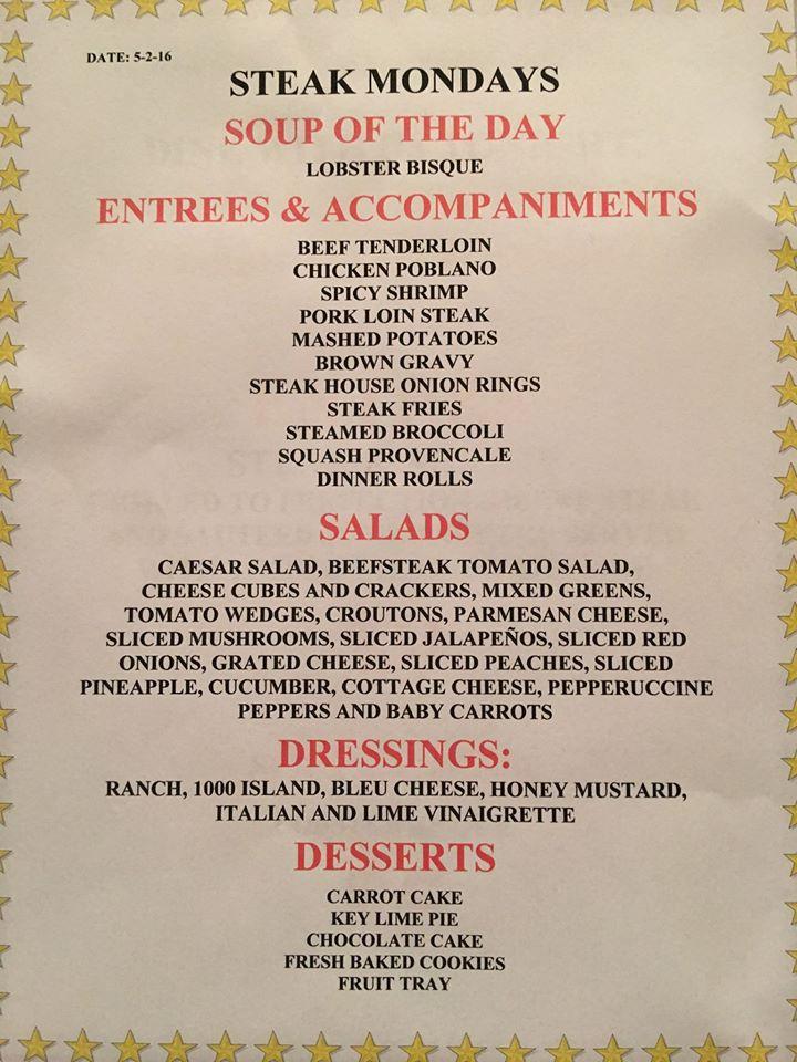 Menu at Chicas Bonitas club, Dallas