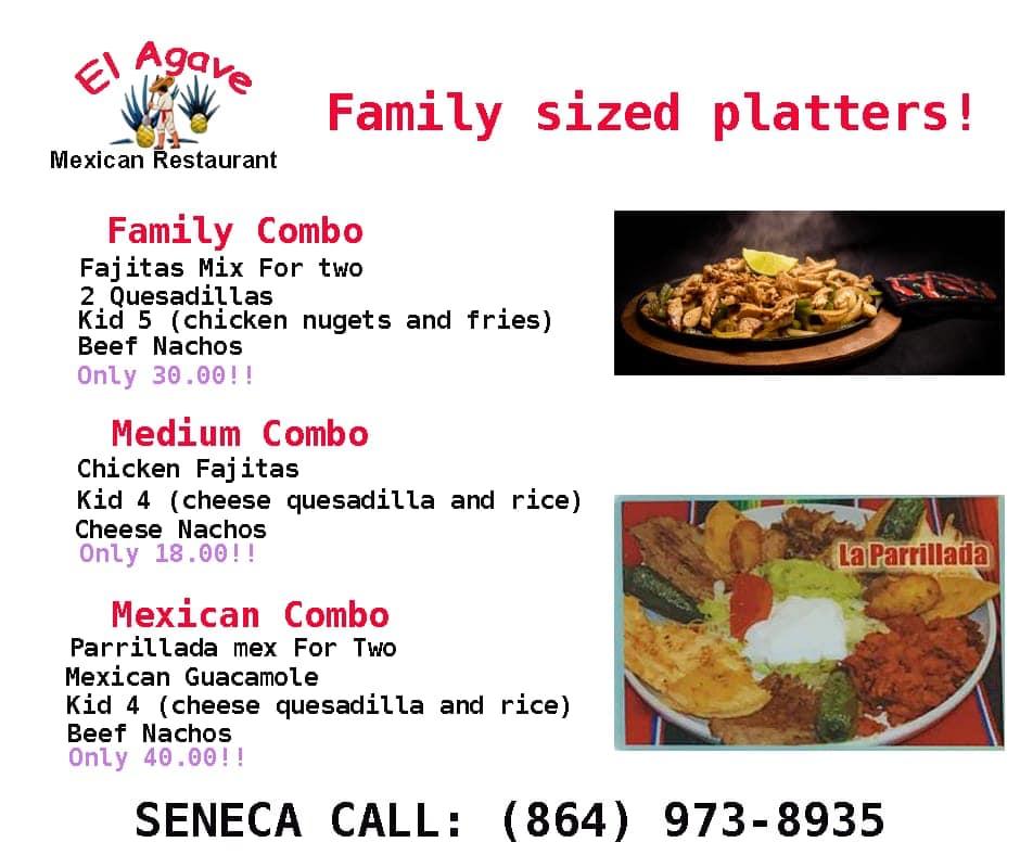 Menu at EL AGAVE MEXICAN RESTAURANT, Seneca