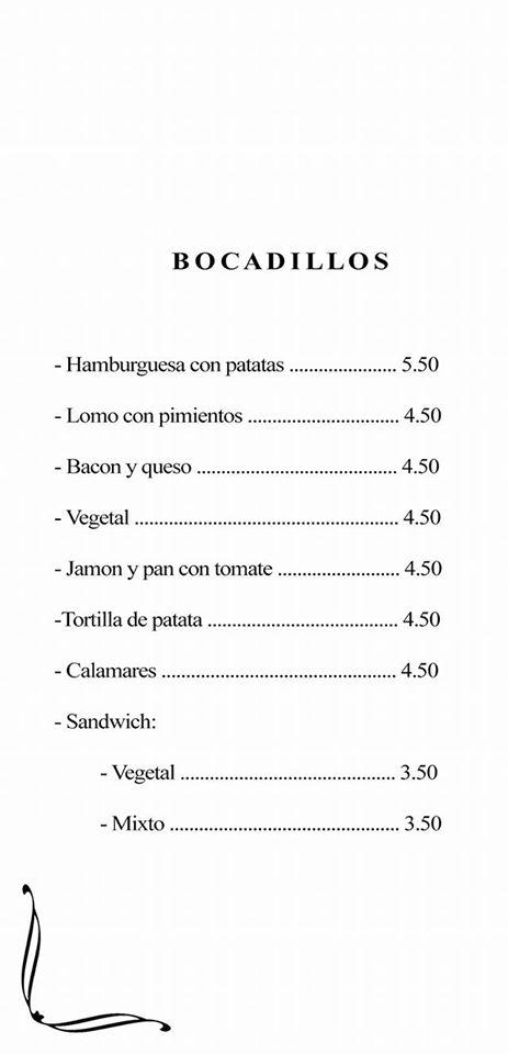 Menu at El Arroyo restaurant, Zaragoza