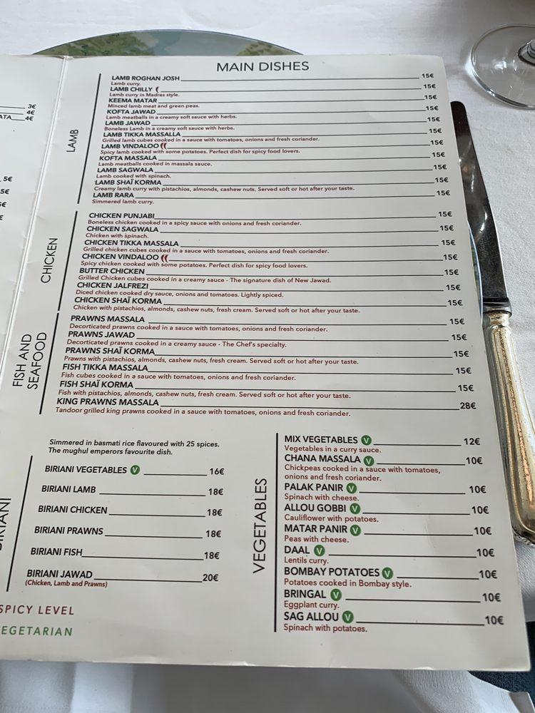 Carta del restaurante New Jawad, Paris, 12 Av. Rapp