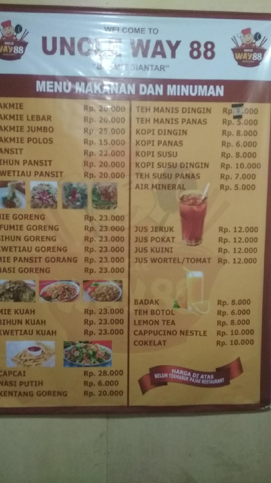 Menu at Restaurant Uncle Way 88, Tuktuk Siadong