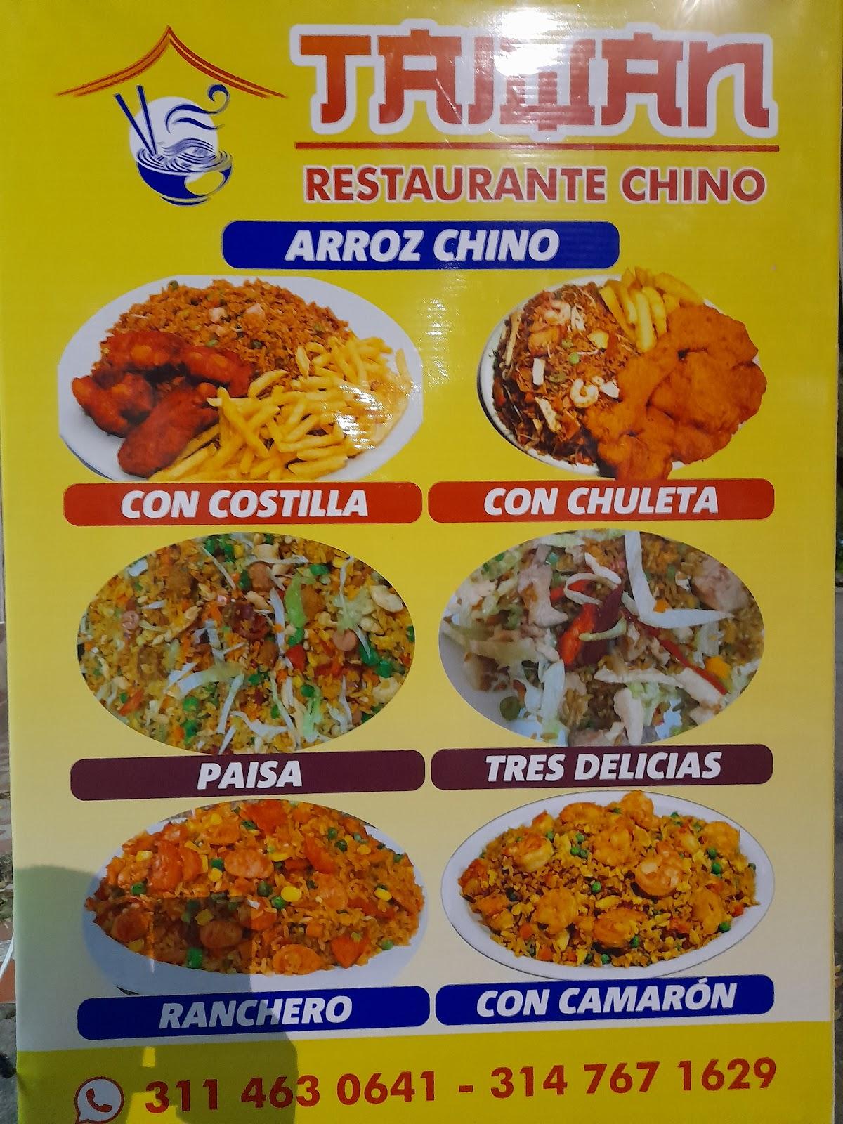 Menu at Taiwan restaurant, Cali
