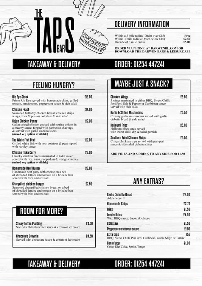 Menu at The Taps Bar Darwen, Darwen