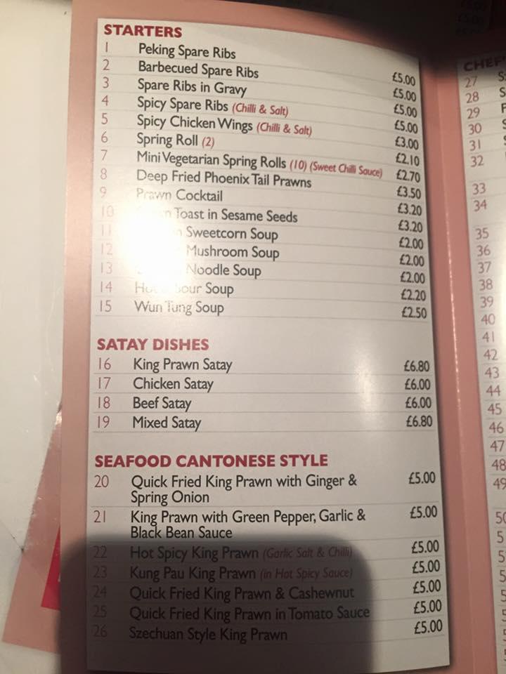 Menu at Amber House fast food, Coatbridge