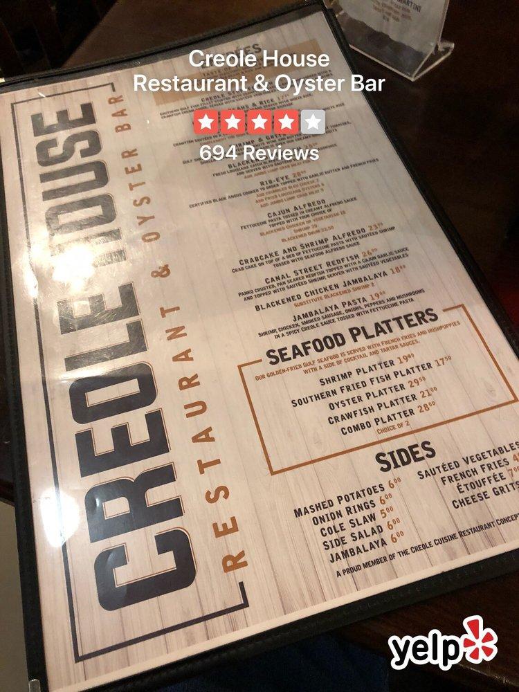 Menu at Creole House Restaurant & Oyster Bar, New Orleans