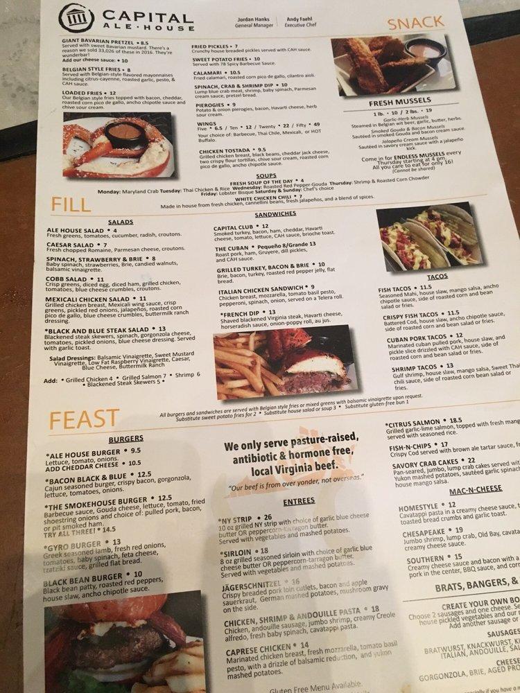 Menu at Capital Ale House pub & bar, Midlothian, Village Place Dr