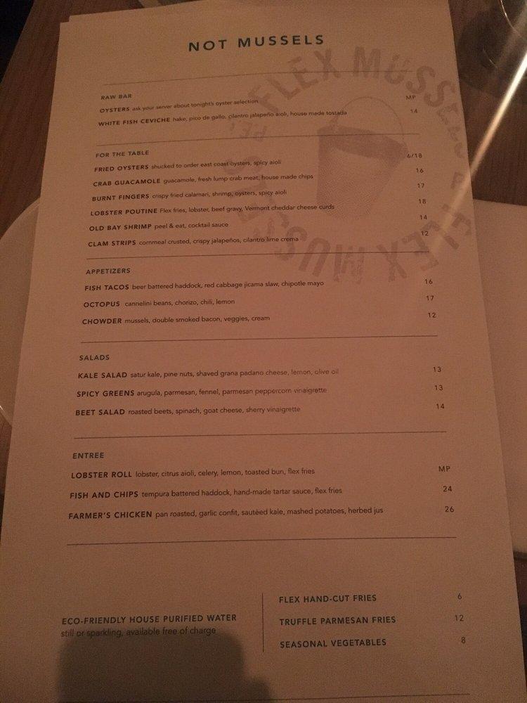 Menu at Flex Mussels desserts, New York City, 3rd Ave