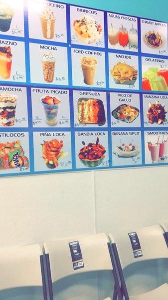 Menu at Raspados Colima desserts, Fontana