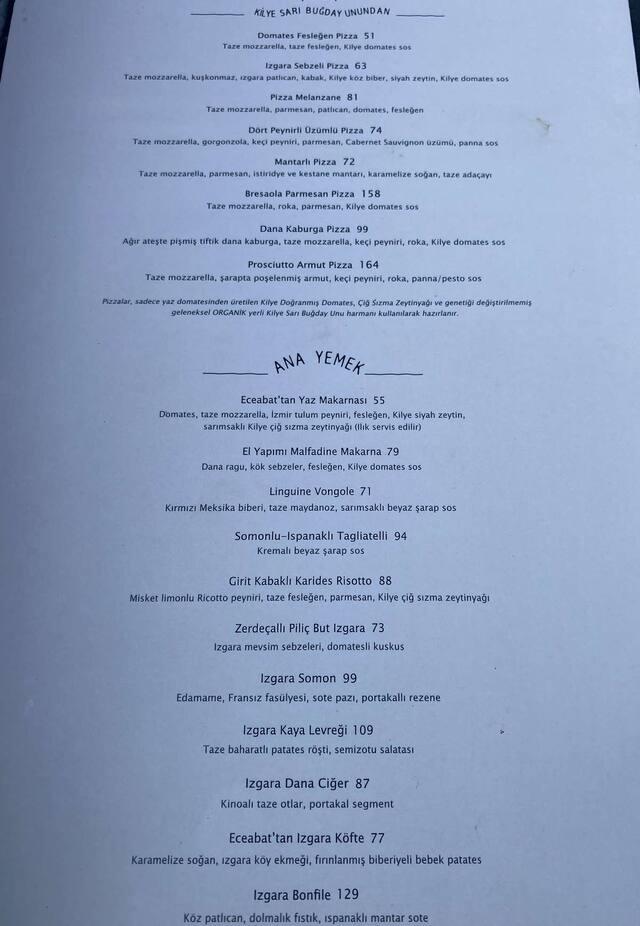 Menu at Suvla Kanyon, Istanbul, Kanyon AVM