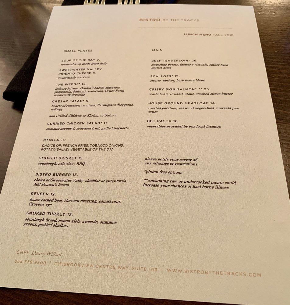 Menu at Bistro By The Tracks pub & bar, Knoxville