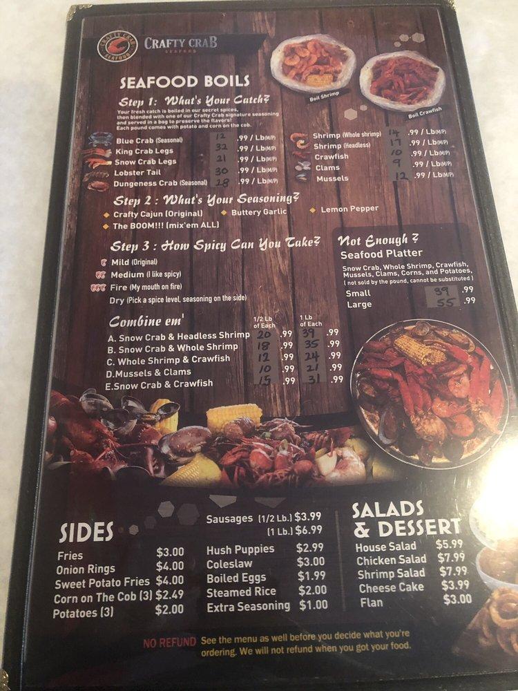 Menu at Crafty Crab Brandon restaurant, Brandon