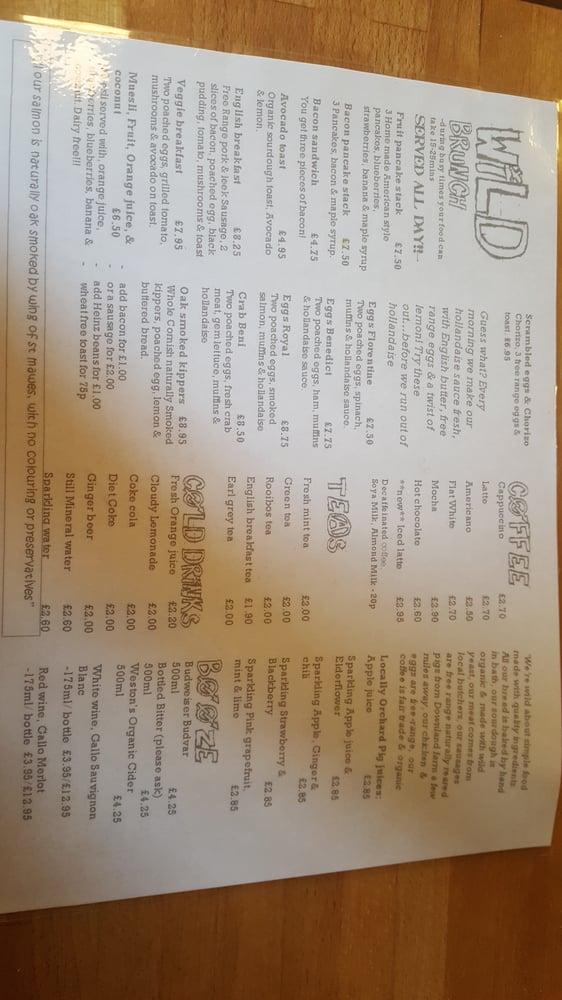Menu at Wild Cafe, Bath