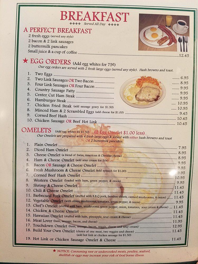 Menu at Young's Restaurant, Seattle