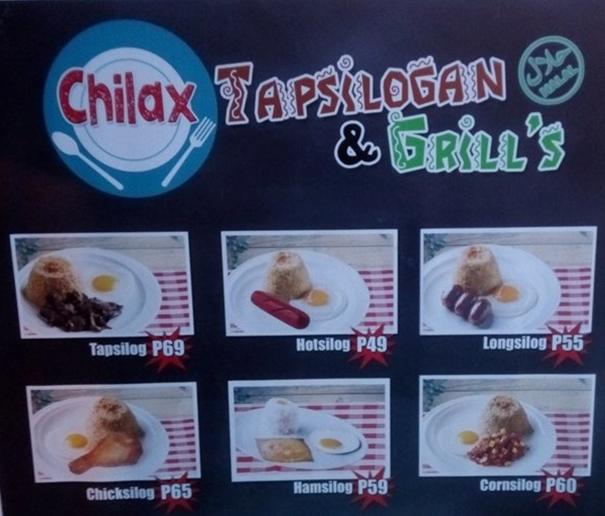 Menu at Chilax Tapsilogan restaurant, Zamboanga