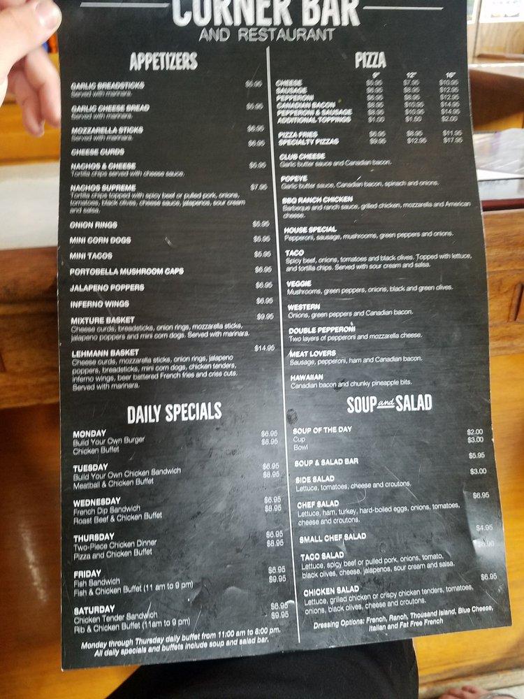 Menu at Corner Bar and Restaurant, Cumberland