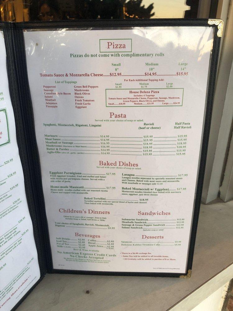 Menu at Little Tony's Italian Restaurant, Oxnard
