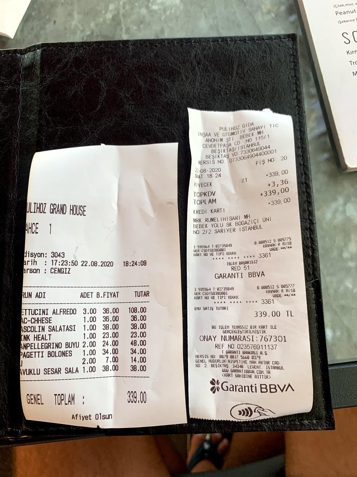 Menu at Pulihoz Grand House, Istanbul, Cevdet Paşa Cd. no : 115