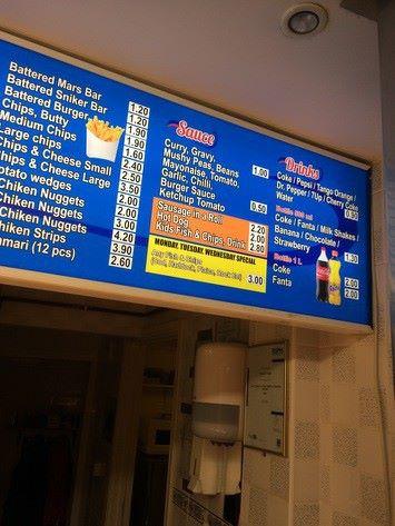 Menu at Rumbles Fish Bar, Thetford