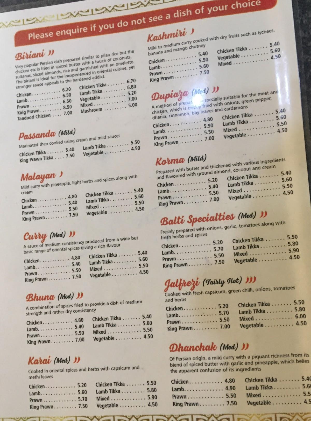 Menu at Taste Of India (Clitheroe) est. since 1997 restaurant, Clitheroe